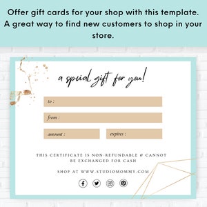 Gift Certificate Template Printable and Editable - Gift for Women ...