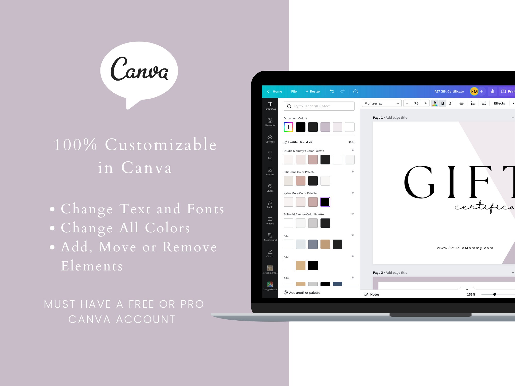 Gift Certificate Template Printable and Editable Gift for - Etsy