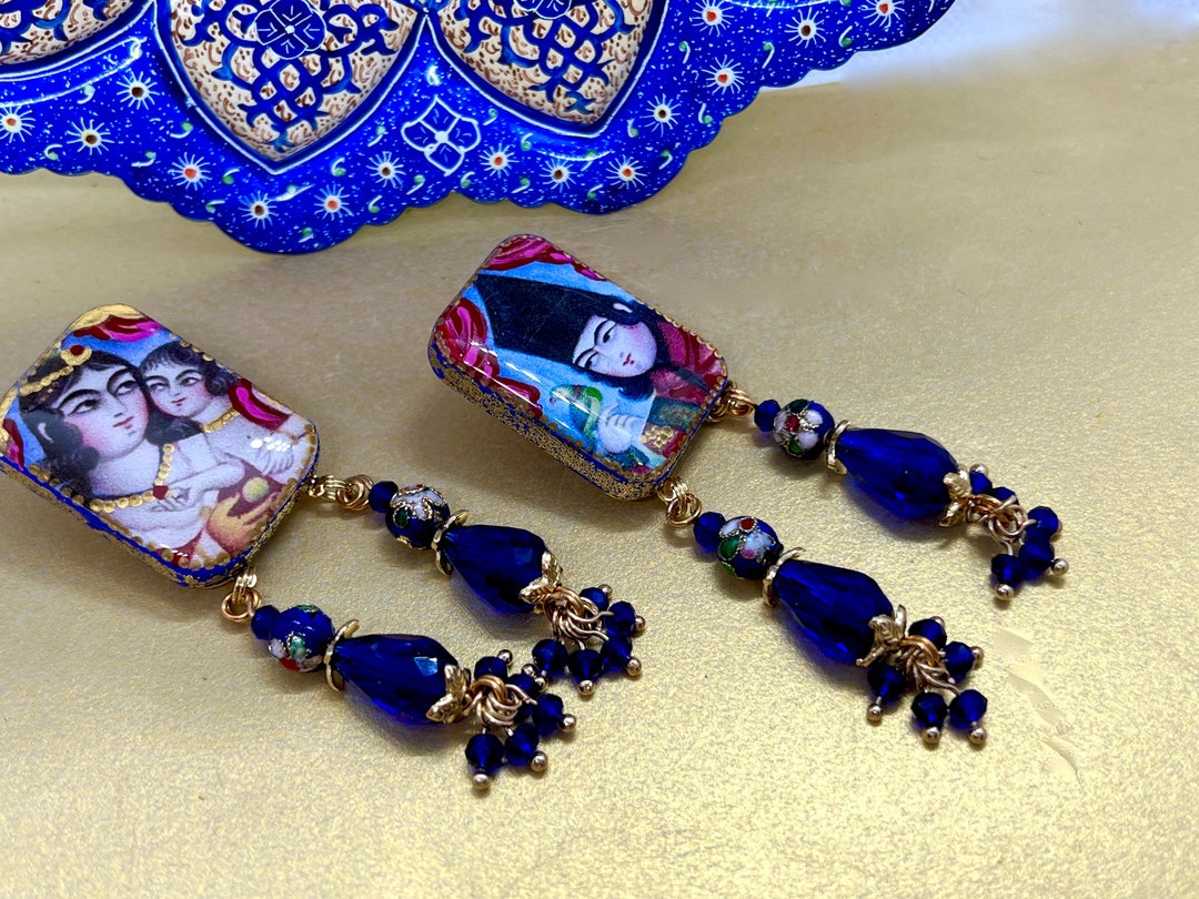 Persian Qajar Ghajar Earrings, Persian Art, Persian Mother's Day Gift ...