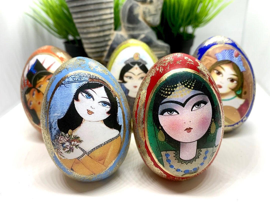 Haftsin Set, Norooz Nowruz Decor Eggs, Set of 5 Wooden Eggs, Persian ...
