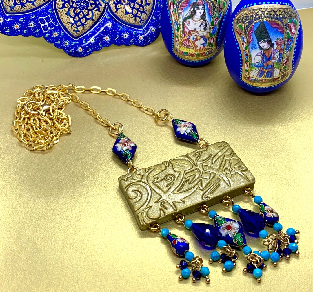 Persian Jewelry, Eid Gift, Handmade Farsi Abstract Calligraphy, Persian ...