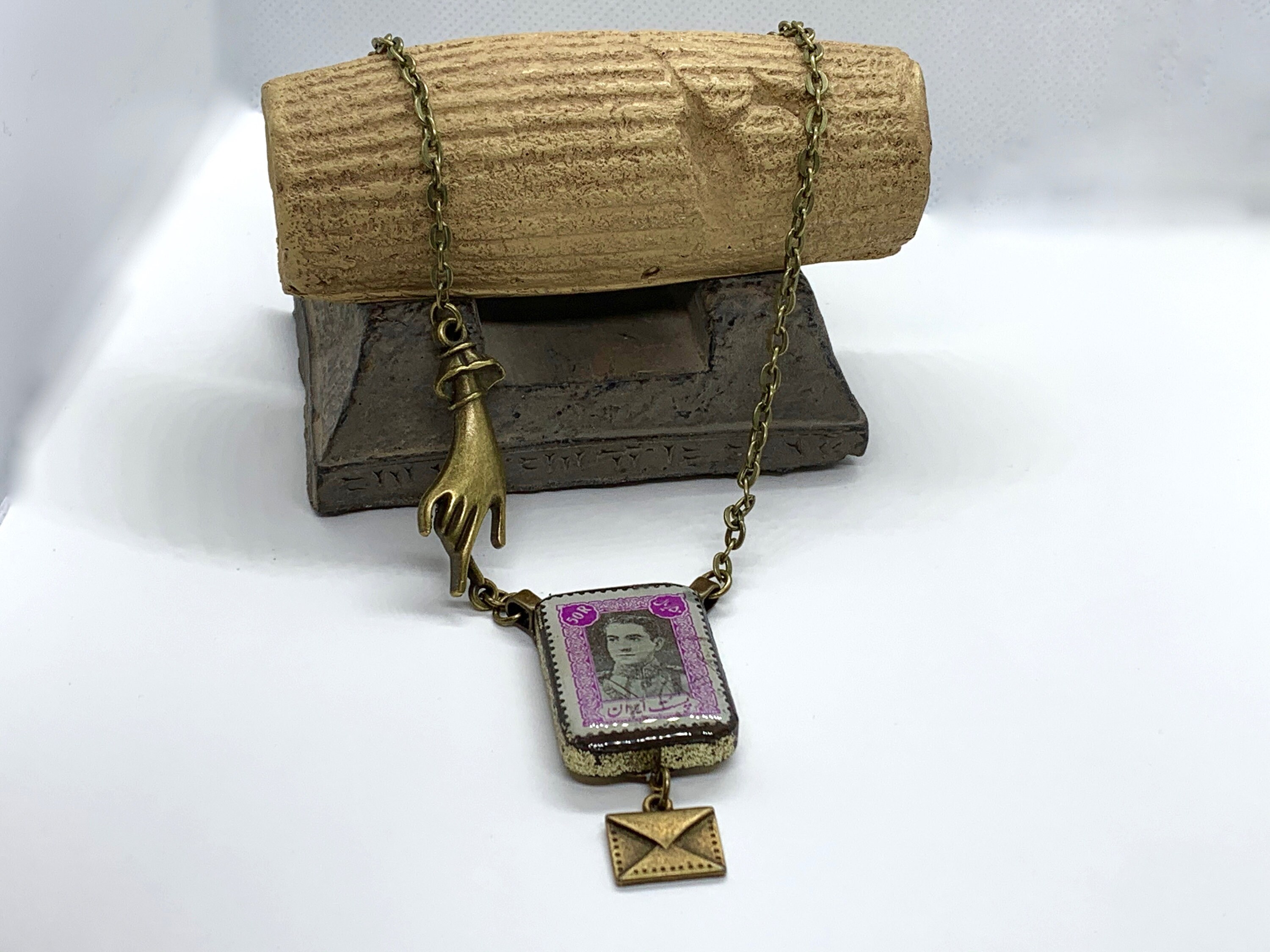 Persian Necklace Pahlavi Vintage Postage Stamp Persian - Etsy