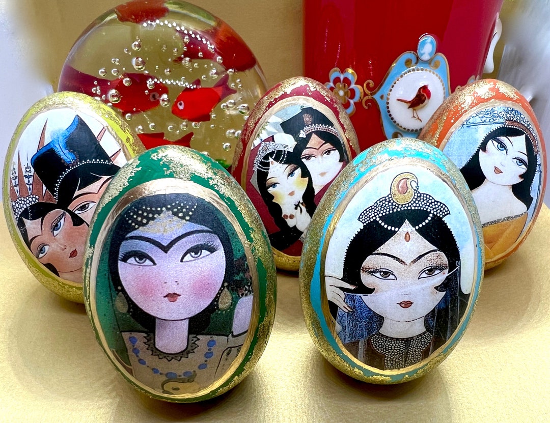 Haftsin Set, Nowruz Norouz Norooz Decor Eggs, Set of 5 Wooden Eggs ...