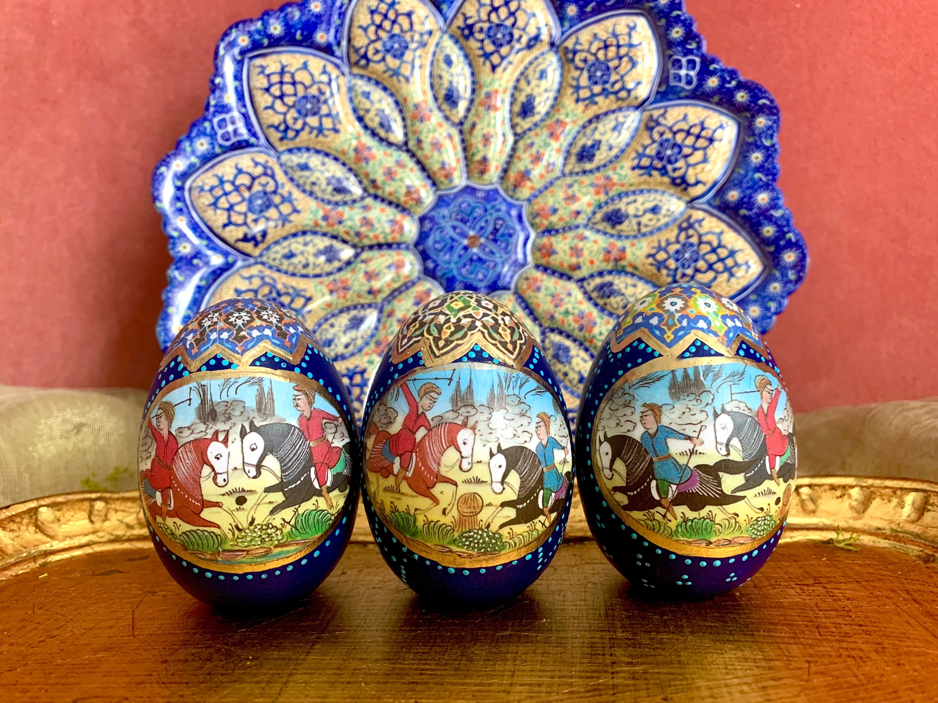 Haftsin Set of 3 Haftseen Haft Sin Wooden Eggs Persian | Etsy