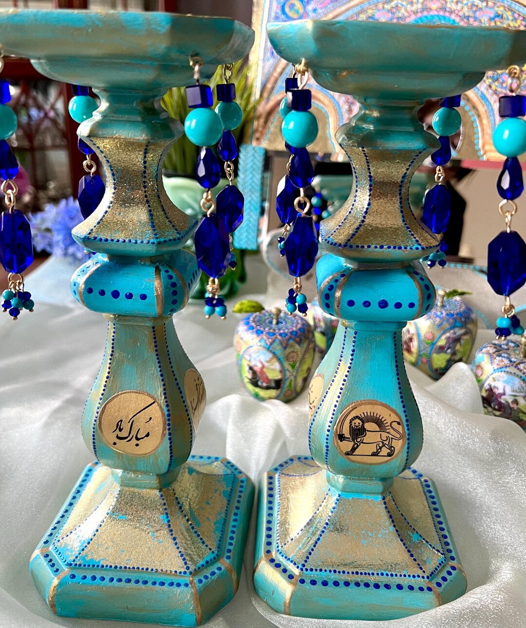 Haftseen Set Candle Holders and Candles ONLY, Persian Norouz Norooz ...