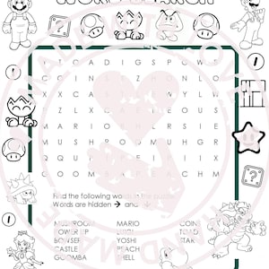 Kids Word Search SUPER MARIO BROS. Theme - Instant Download! - Etsy