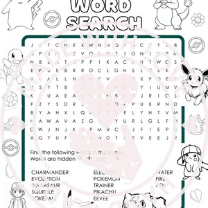 Kids Word Search POKEMON Theme - INSTANT DOWNLOAD - Etsy