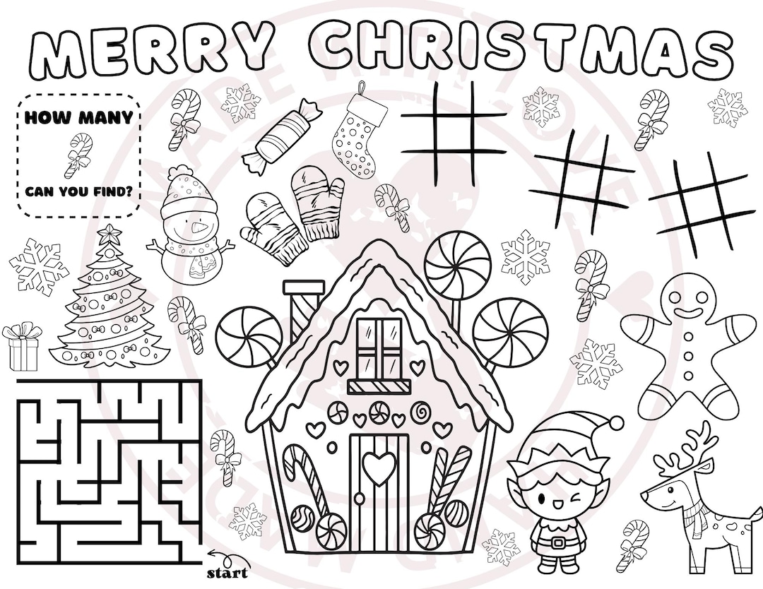 Christmas Coloring and Activity Page - Etsy