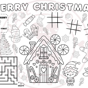 Christmas Coloring and Activity Page - Etsy