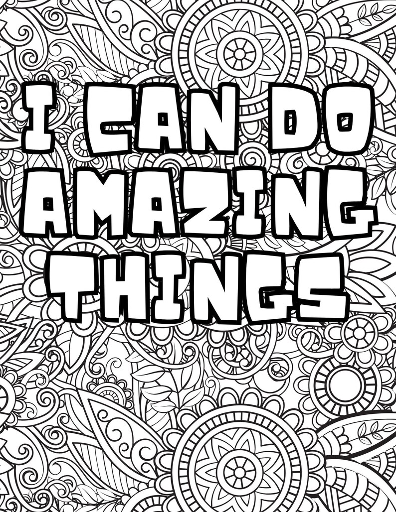 Positive Affirmations Coloring Pages INSTANT DOWNLOAD - Etsy