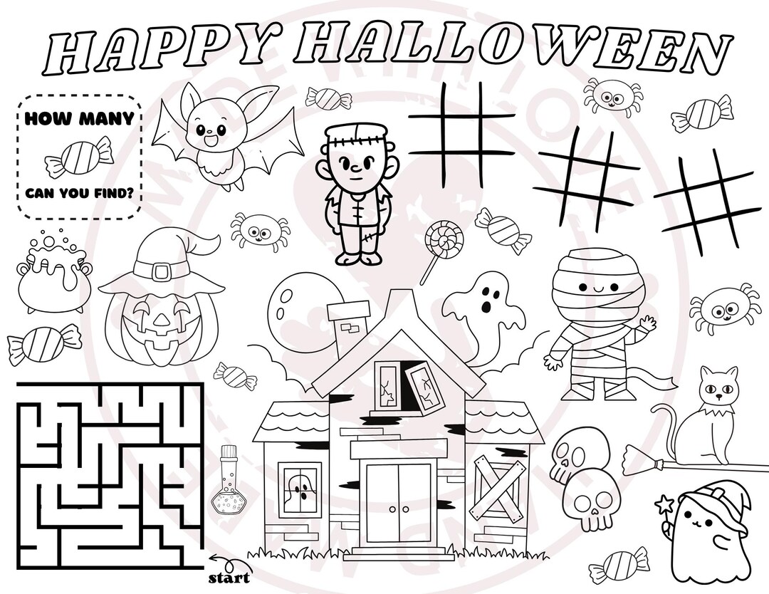 Halloween Coloring and Activity Page INSTANT DOWNLOAD - Etsy
