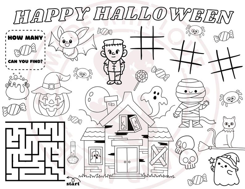 Halloween Coloring and Activity Page INSTANT DOWNLOAD - Etsy