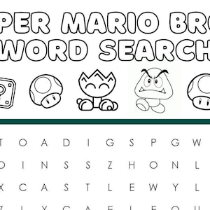 Kids Word Search SUPER MARIO BROS. Theme - Instant Download! - Etsy