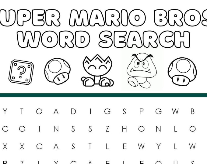 Kids Word Search SUPER MARIO BROS. Theme - Instant Download! - Etsy