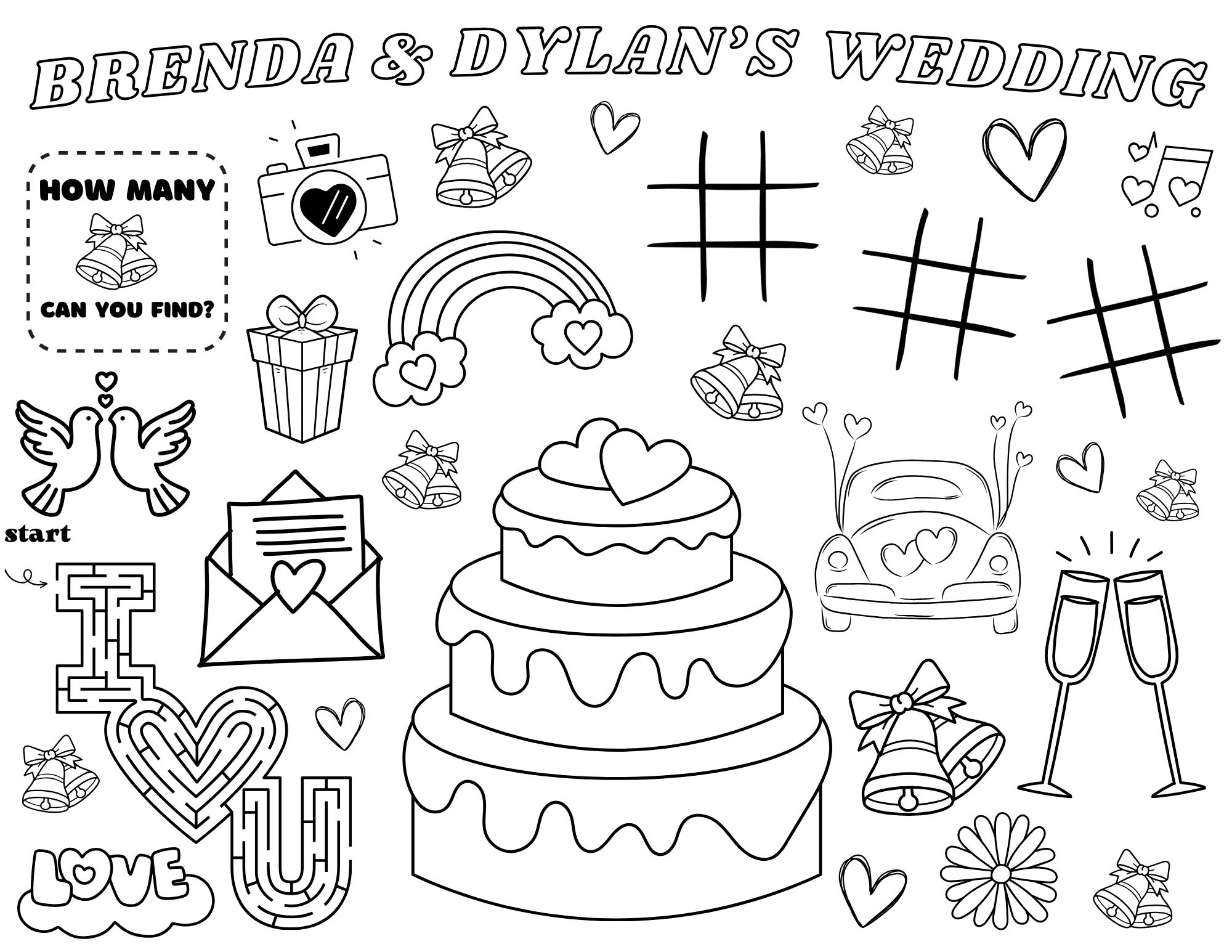 Personalized Wedding Coloring & Activity Page for Kids - Etsy