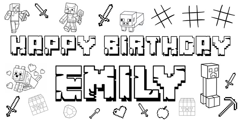 GIANT Personalized Minecraft Birthday Banner - Etsy