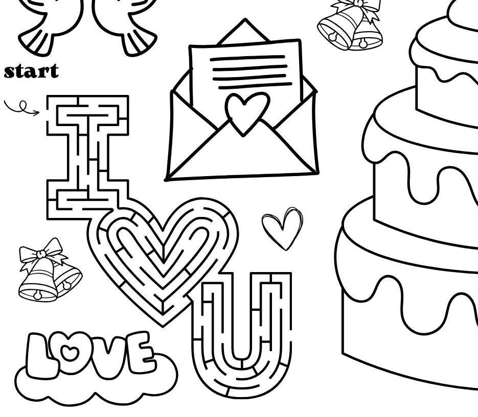Personalized Wedding Coloring & Activity Page for Kids - Etsy