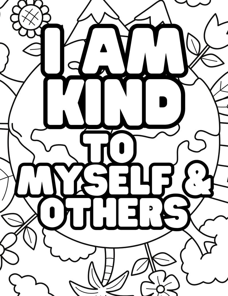 Positive Affirmations Coloring Pages INSTANT DOWNLOAD - Etsy
