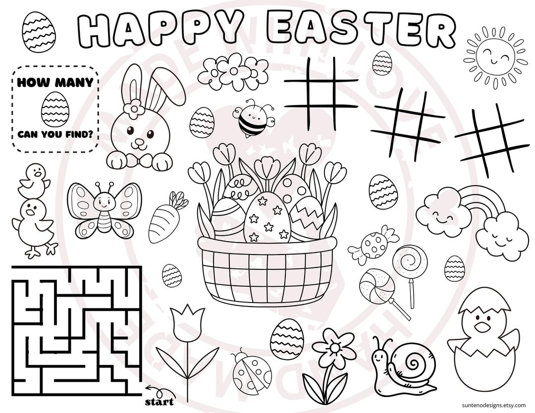 EASTER Coloring and Activity Page - INSTANT DOWNLOAD - Etsy