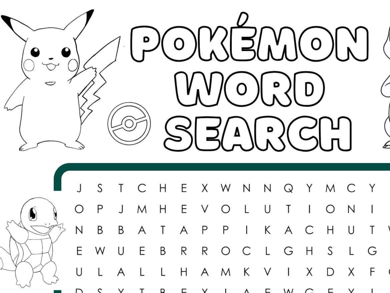 Kids Word Search POKEMON Theme - INSTANT DOWNLOAD - Etsy