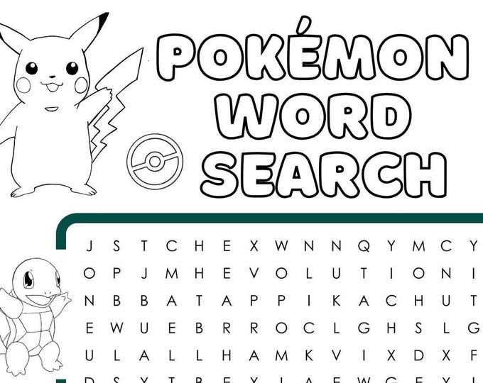 Kids Word Search POKEMON Theme - INSTANT DOWNLOAD - Etsy