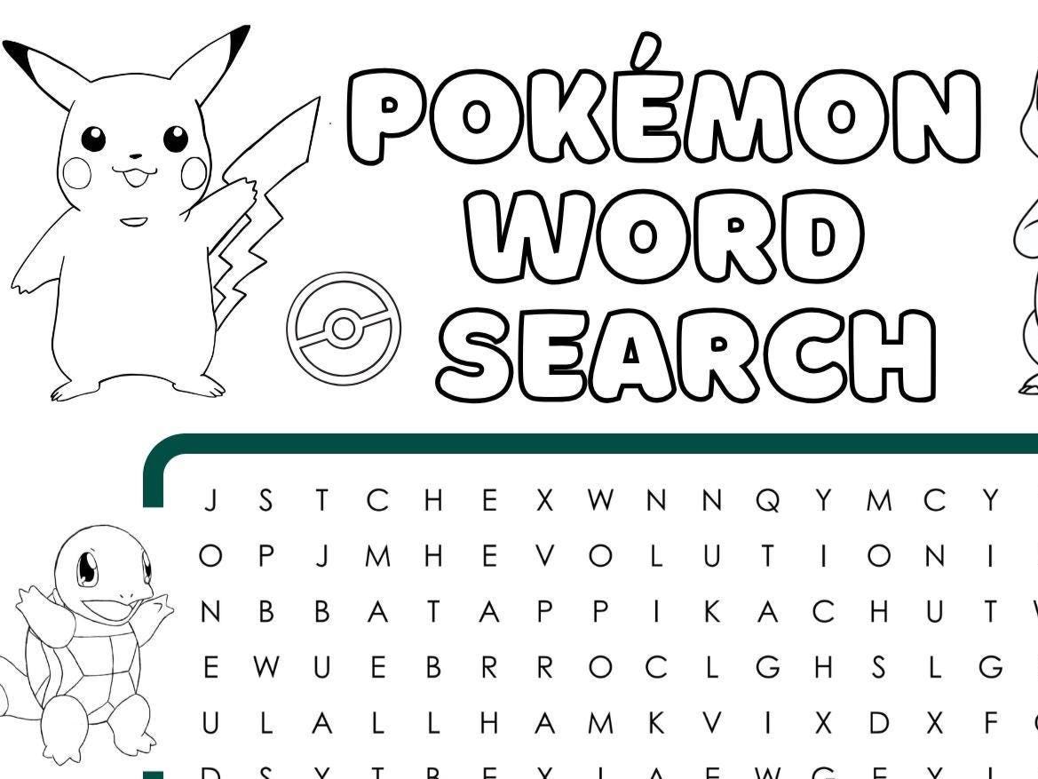 Kids Word Search POKEMON Theme - INSTANT DOWNLOAD - Etsy