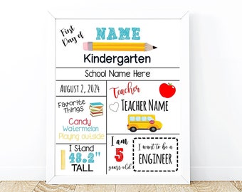 Back to School Kids Printable Sign First Day of School Editable INSTANT ...