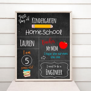 Back to School Chalkboard Kids Printable Sign First Day of | Etsy