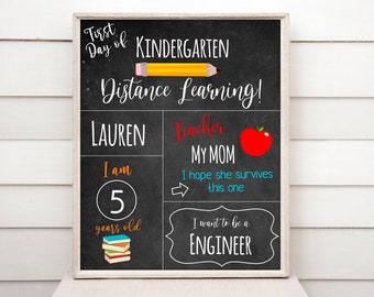 Back to School Chalkboard Kids Printable Sign First Day of | Etsy