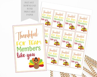 Thanksgiving Staff Teacher Appreciation Printable Tag Staff | Etsy