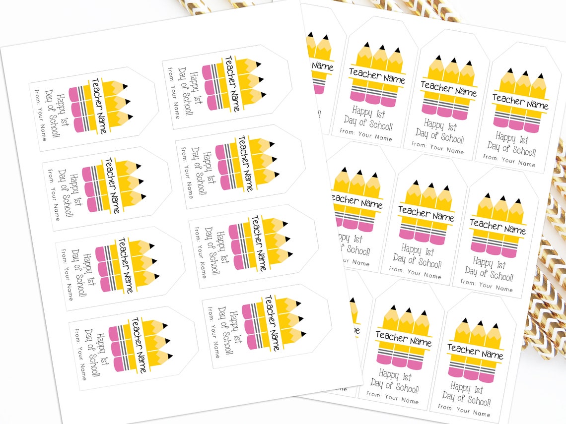 Teacher Printable Gift Pencil Tag First Day of School Student - Etsy