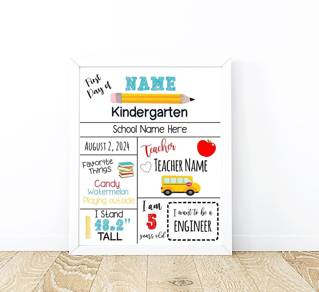 Back to School Kids Printable Sign First Day of School Editable INSTANT ...