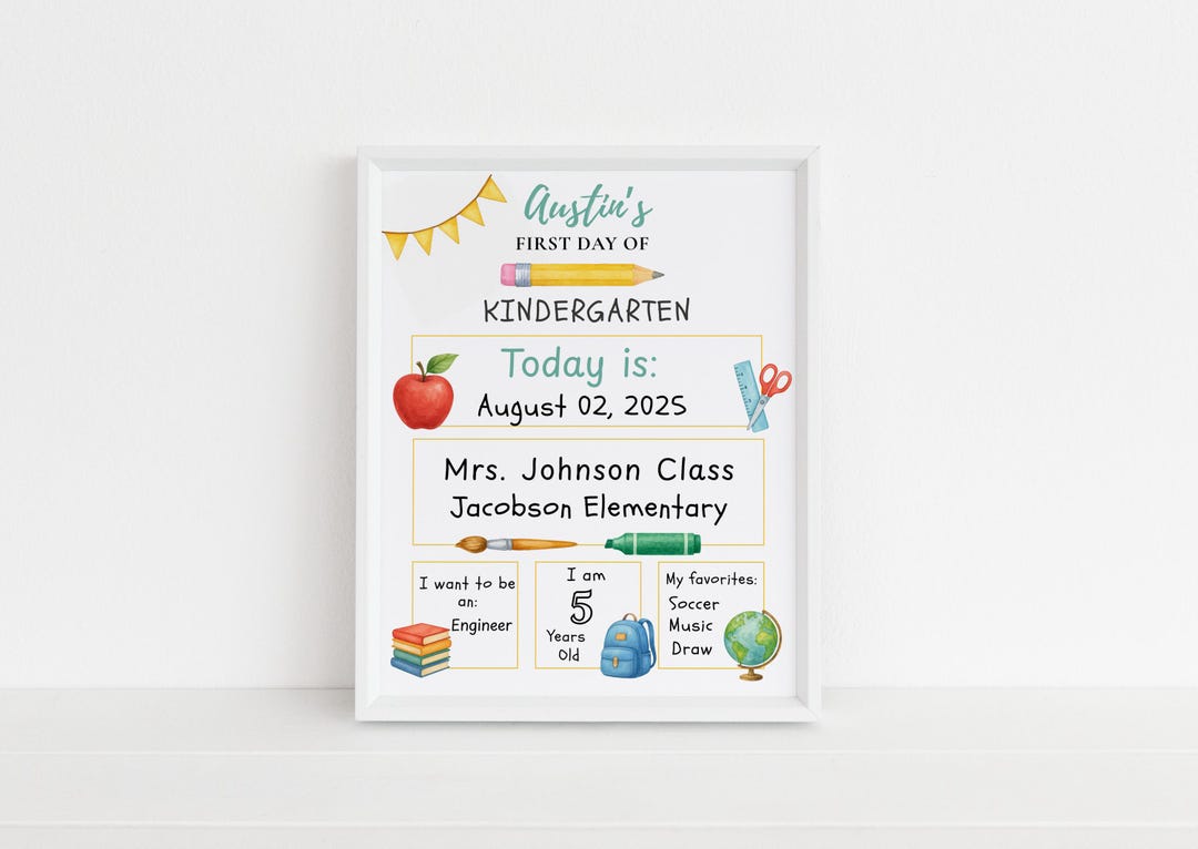 Watercolor Back to School Sign: Editable First Day Photo Prop - Etsy