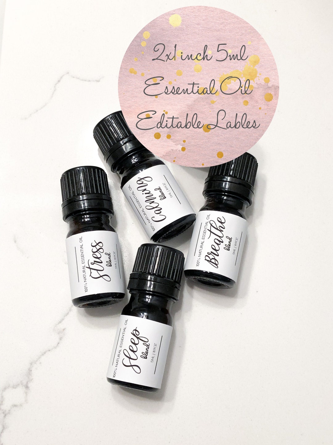 Custom Oil 5 Ml Labels Glass Bottle Printable Editable Oil Blends ...