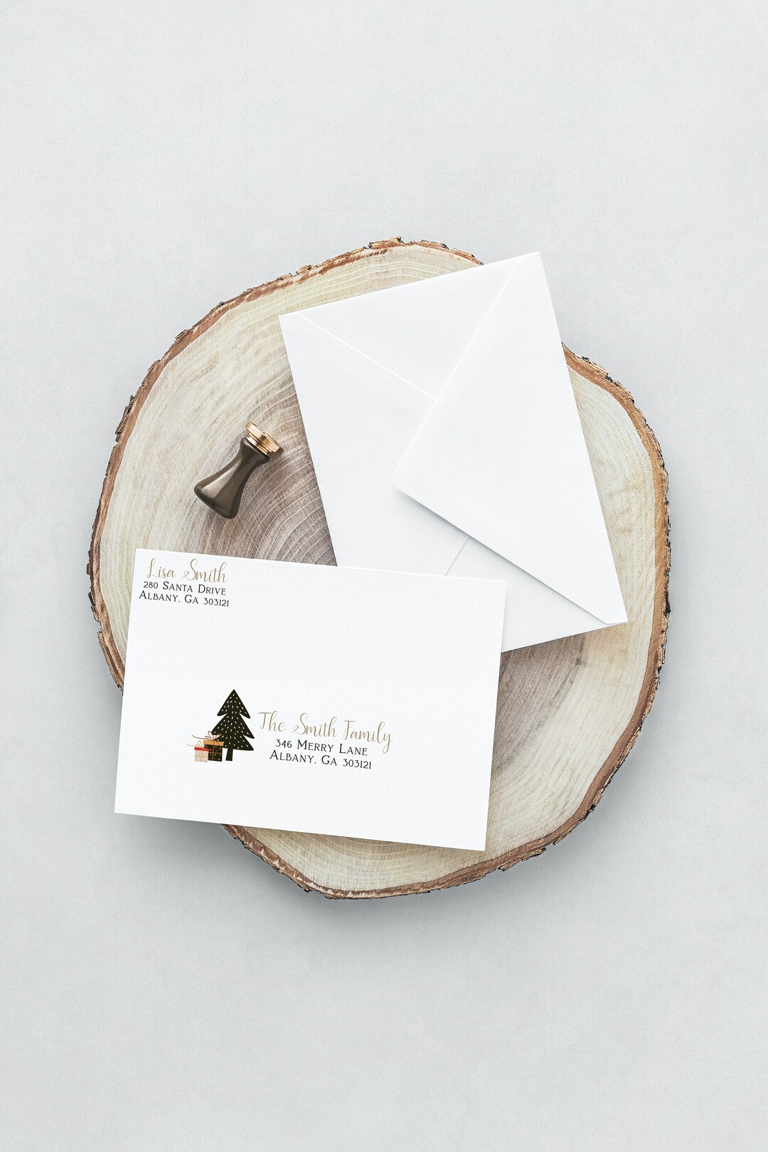 Christmas Tree Address Template, Editable Holiday Envelope (printable ...