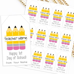 Teacher Printable Gift Pencil Tag First Day of School Student PTO ...
