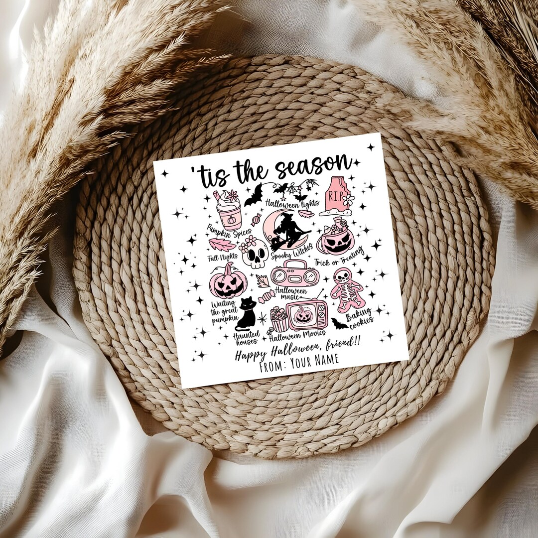Halloween Gift Tags: Editable 3x3 Printable Canva Template - Etsy