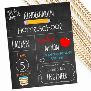 Back to School Chalkboard Kids Printable Sign First Day of | Etsy