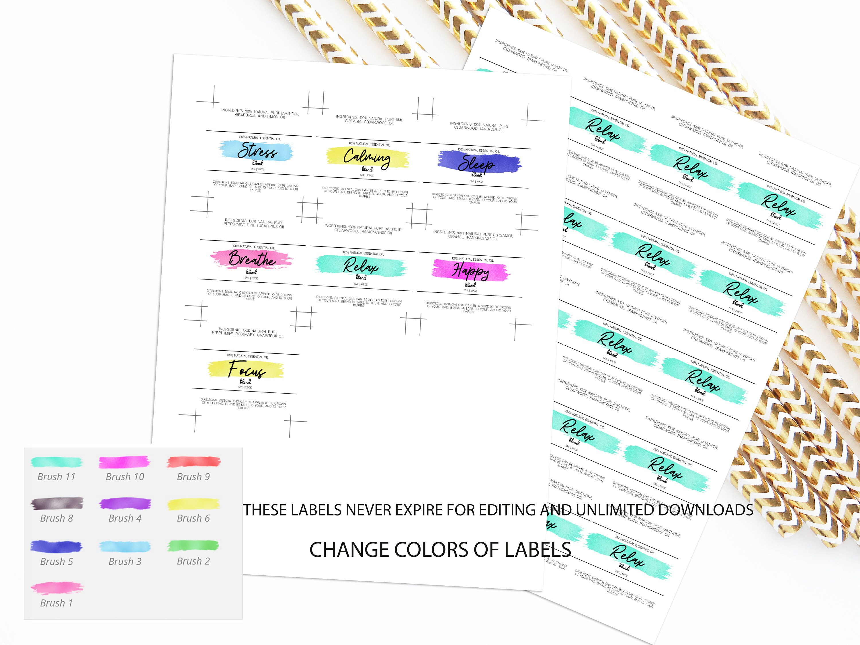 Editable Essential Oil Labels - 10ml Roller Sticker Template - Etsy