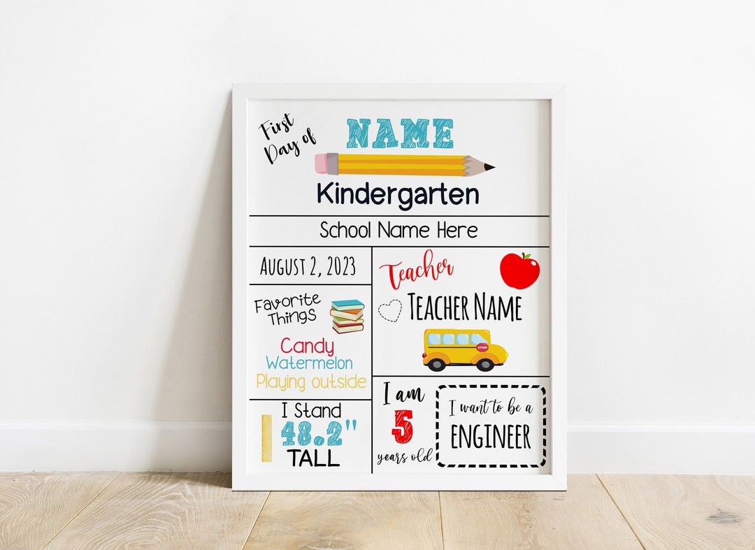 Back to School Kids Printable Sign First Day of School Editable INSTANT ...