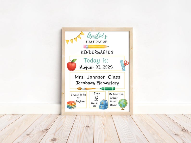 Watercolor Back to School Sign: Editable First Day Photo Prop - Etsy