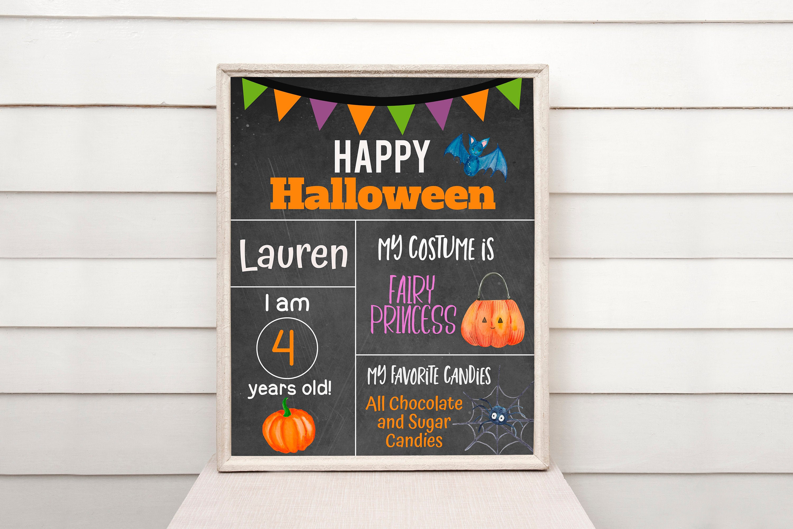 Halloween Kids Sign Printable Chalkboard Pumpkin Editable | Etsy