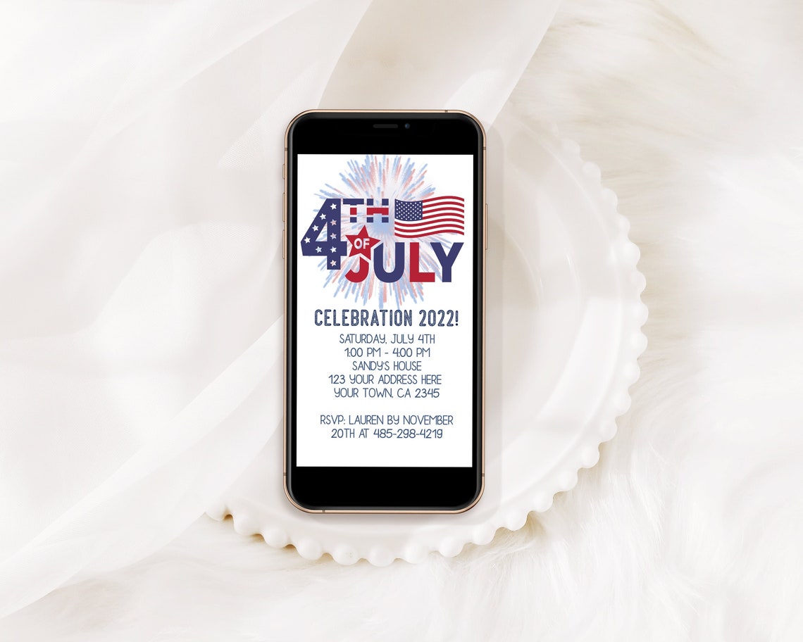 4th of July Mobile Invitation Invite Digital Template - Etsy