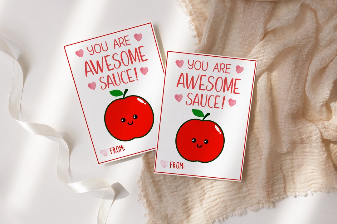 Applesauce Valentine's Day Cards and Stickers. Awesome Sauce Valentines ...