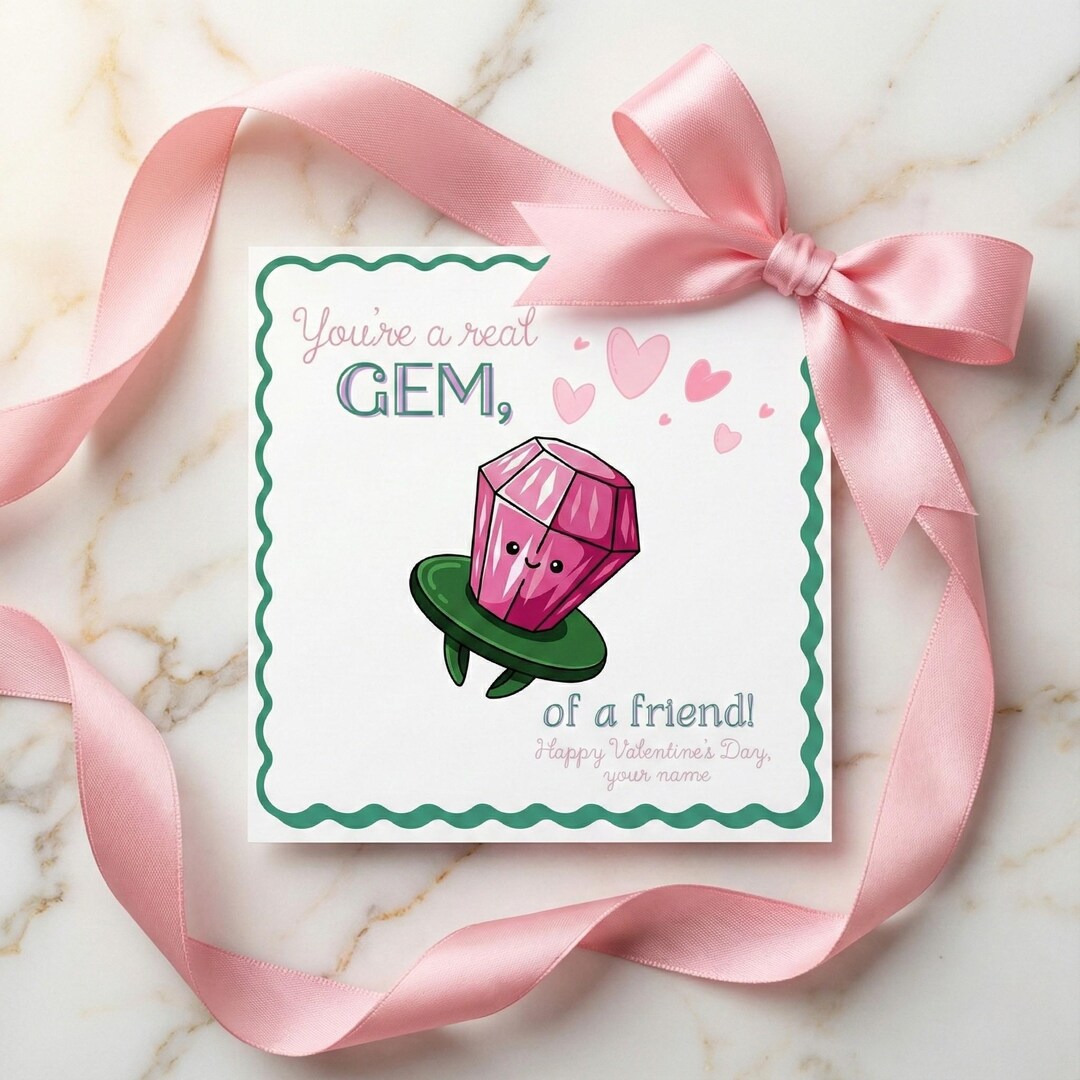 Sparkling Gem Valentine Tags - Editable Printable for Kids - Etsy