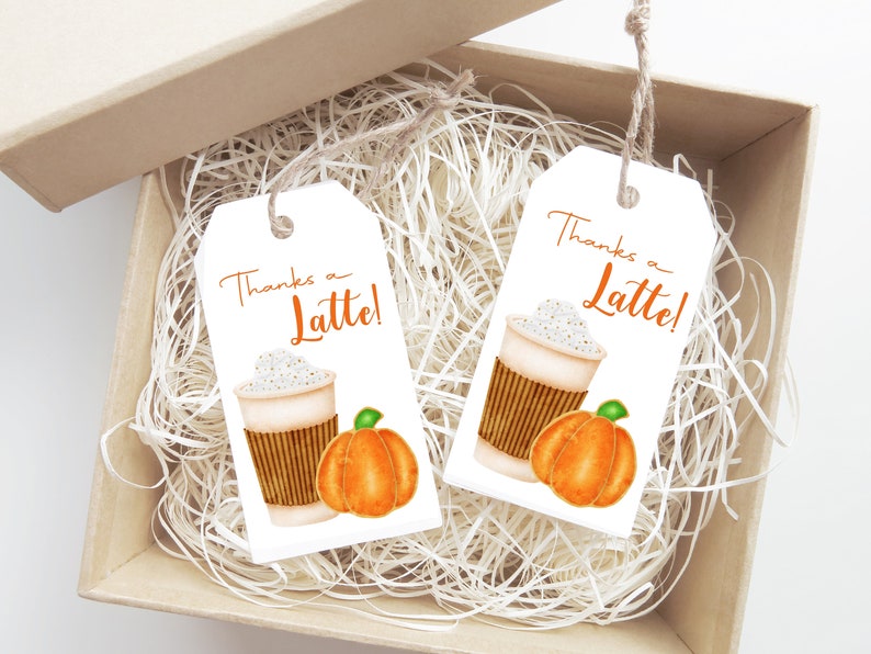 Thanks a Latte Pumpkin Printable Gift Tag Pumpkin Spice - Etsy