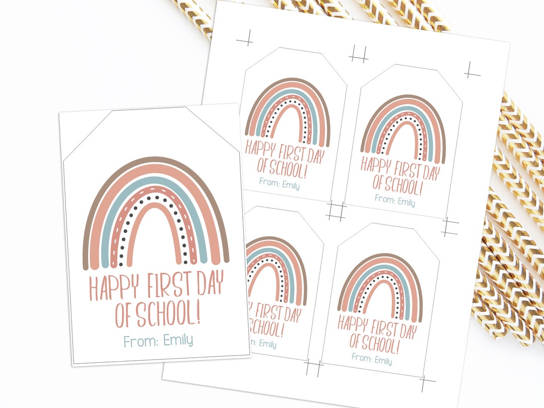 Teacher Printable Gift Tag First Day of School Student Boho Rainbow ...