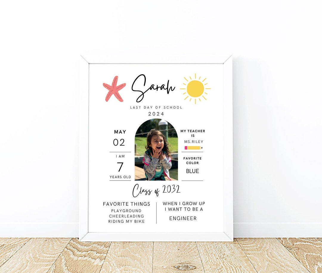 First and Last Day of School Kids Printable Sign Summer Sign ...