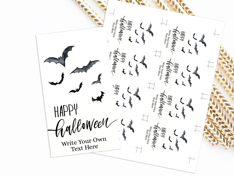 Printable Halloween Bats Gift Tag: Personalized Sticker (instant ...