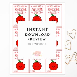 Applesauce Valentine's Day Cards and Stickers. Awesome Sauce Valentines ...